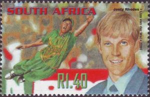 Stamp: Jonty Rhodes, Cricketer (South Africa) (Famous Athletes) Mi:ZA ...