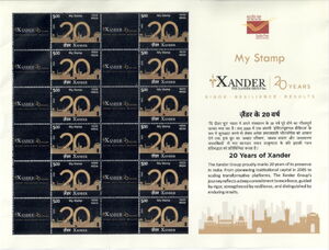 Stamp: Xander Group, 20 Years (India(MyStamps 2025) Col:IN 2025.10.03-01a 📮