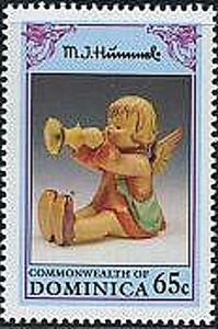 Stamp: Angel,Seated,Trumpet (Dominica(Hummel Figurines) Mi:DM 1599,Sn ...