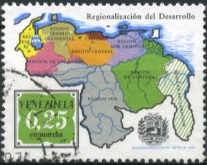 Stamp: Map of Venezuela (Venezuela(Regional Development) Mi:VE 1957,Sn ...
