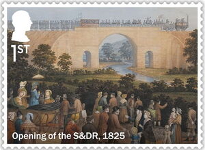 Stamp: Opening of the S&DR, 1825 (United Kingdom of Great Britain ...