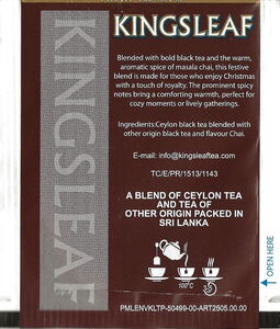 Theezakje: Black Tea Masala (Kingsleaf, Sri Lanka(Christmas Spice ...
