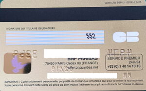 Bank Card: Premier (BNP Paribas, FranceCol:FR-VI-0053.02 💳