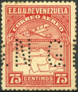 Stamp: Airplane and Map (Venezuela(Official Stamps - Airplane and Map ...