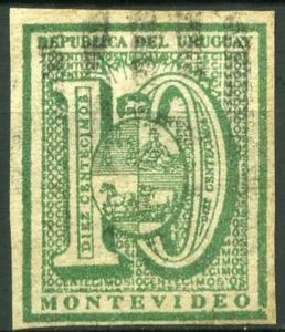 Stamp: Large numbers with Coat of Arms (Uruguay(Large Numerals and Coat ...