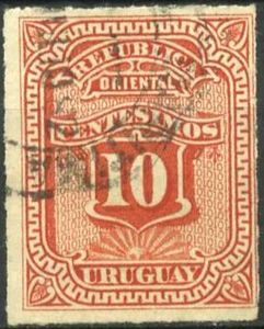 Stamp: Number 10 (Uruguay(Numerals in Frames) Mi:UY 39,Sn:UY 41,Yt:UY ...