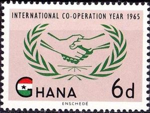 Stamp: ICY Emblem (Ghana(International Co-operation Year, 1965) Mi:GH ...