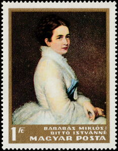 Stamp: Portrait of Mrs. Bittó István, Barabás Miklós (1874) (Hungary ...