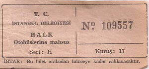Transport Ticket: Ticket (İ.E.T.T, Türkiye (Turkey)(Private Public Bus ...