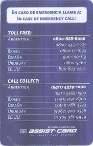 機能カード: Visa Travel - Assist Card (Hospitals and Clinics, アルゼンチン(Visa ...