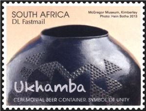 Stamp: Ukhamba, beer container, symbol of unity (South Africa(Symbols ...