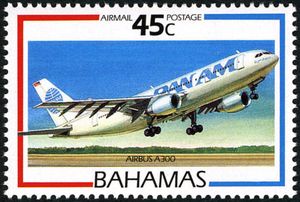 Stamp: Pan Am Airbus A300 (Bahamas(Aircrafts) Mi:BS 651,Sn:BS C7,Yt:BS ...