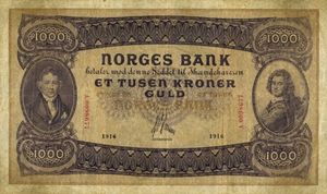 Banknote: 1,000 Kroner (Norway(1901-1945 "Christie" Issue) Wor:P-12a
