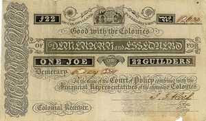 Banknote: 22 Guilders (British Guiana) (1830 Issue) Wor:A-1