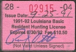 Sello: Louisiana Basic Resident Hunting License (Louisiana (LA): Sellos ...