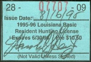 Sello: Louisiana Basic Resident Hunting License (Louisiana (LA): Sellos ...