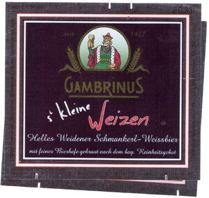 Drink Label: Gambrinus s´kleine Weizen (Gambrinus-Brauerei Weiden ...