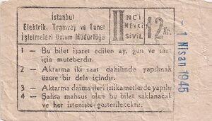 Transport Ticket: Monthly Ticket Second Class (İ.E.T.T, Türkiye (Turkey ...