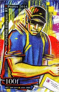 Stamp: Post Office in Graffiti (French Polynesia(Post Office in ...