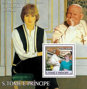 Stamp: Pope John Paul II, Princess Diana (São Tomé and Príncipe(Famous ...