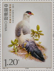 Stamp: White-Eared Pheasant (Crossoptilon crossoptilon) (China, People ...