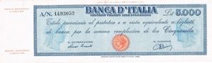 Banknote: 5,000 Lire (Italy(1945-1950 Provisional Titles) Wor:P-78b.2