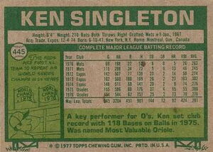 Sports Card: #445 Ken Singleton (1977) (Baseball, North America(1977 ...