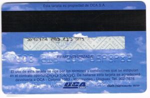 Tarjeta de Banco: Oca Card (Oca, UruguayCol:UY-GM-0003.01