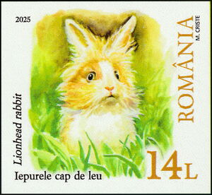 Stamp: Lionhead Rabbit (Oryctolagus cuniculus) (Romania(Rabbits) Rom:RO ...