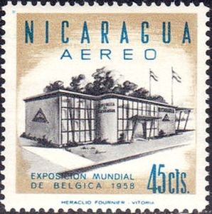 Stamp: Exposition building in Brussels (Nicaragua(World's Fair ...