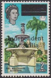 Stamp: Pall Mall Square, Basseterre overprinted (Anguilla(Independence ...
