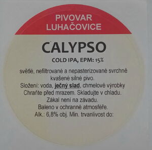 Drink Label: Calypso Cold IPA EPM 15% (Lázeňský pivovar Luhačovice ...