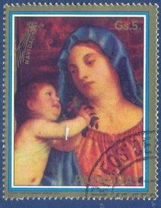 Stamp: Vecellio (Titian) : Gypsy Madonna (Paraguay(Paintings from the ...