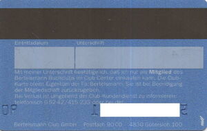 Functional Card: Bertelsmann Club-Karte (Shops - Books, Germany ...