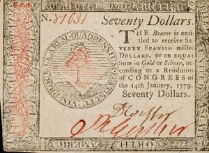 Banknote: 70 Dollars (United States of America(Specialized Issues ...