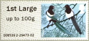 Stamp: Eurasian Magpie (Pica pica) (United Kingdom of Great Britain ...