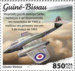 Timbre: Gloster Meteor jet aircraft (Guinée-Bissau(Gloster Meteor (2023 ...