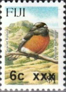 Timbre: Scarlet Robin (Petroica multicolor) (Fidji(2025 Provisionals on ...