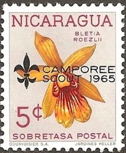 Stamp: Bletia roezlii overprinted (Nicaragua) (Scout Jamboree 1965) Mi ...