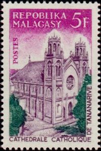 Stamp: Catholic Cathedral of Antananarivo (Madagascar(Churches 1967) Mi ...