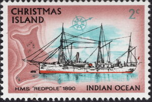 Stamp: HMS "Redpole" (gunboat), 1890 (Christmas Island(Ships and Map ...