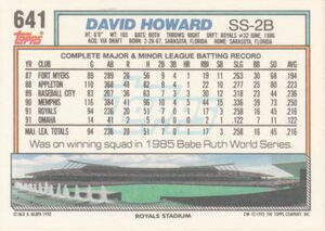 Sports Card: #641 David Howard (1992) (Baseball, North America(1992 ...