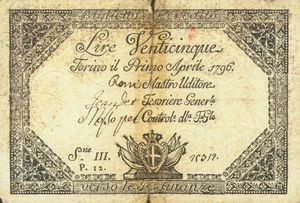 Banknote: 25 Lire (Italian States(Specialized Issues Kingdom of ...
