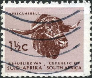 Stamp: Africander Bull (Bos primigenius taurus), redrawn (South Africa ...
