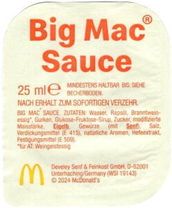 Mini Cup dekseltje: Big Mac - Sauce 25ml e (Develey GmbH, Duitsland ...