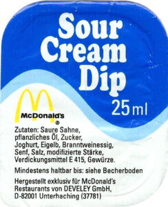 Mini Cup dekseltje: Sour Cream Dip 25ml (Develey GmbH, Duitsland ...