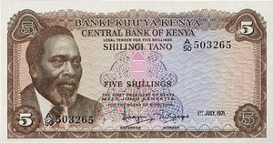 Banknote: 5 Shillings (Kenya(1969-1974 Issue) Wor:P-6b