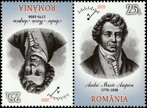 Stamp: André-Marie Ampère, Physicist (Romania(Personalities of ...