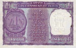 Banknote: 1 Rupee (India(1949-2019 "1 Rupee" Issues) Wor:P-77b