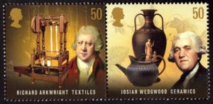 Stamp: Richard Arkwright & Josiah Wedgewood (United Kingdom of Great ...